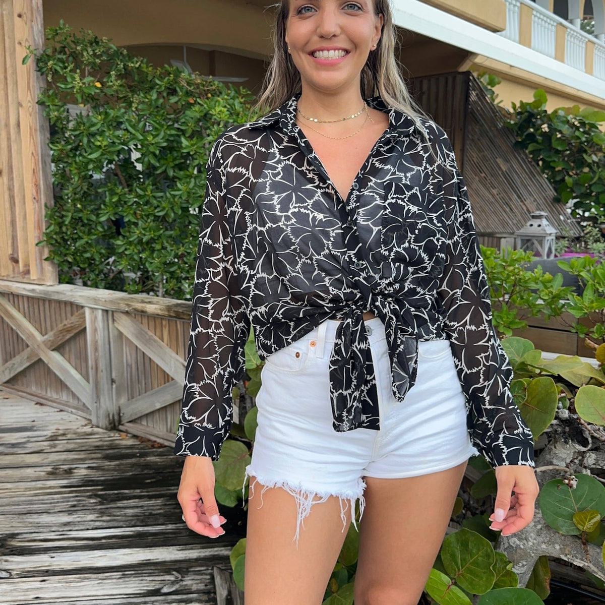 Aloha Semi Sheer Hawaiian Blouse in Black – Z & Joxa Co.