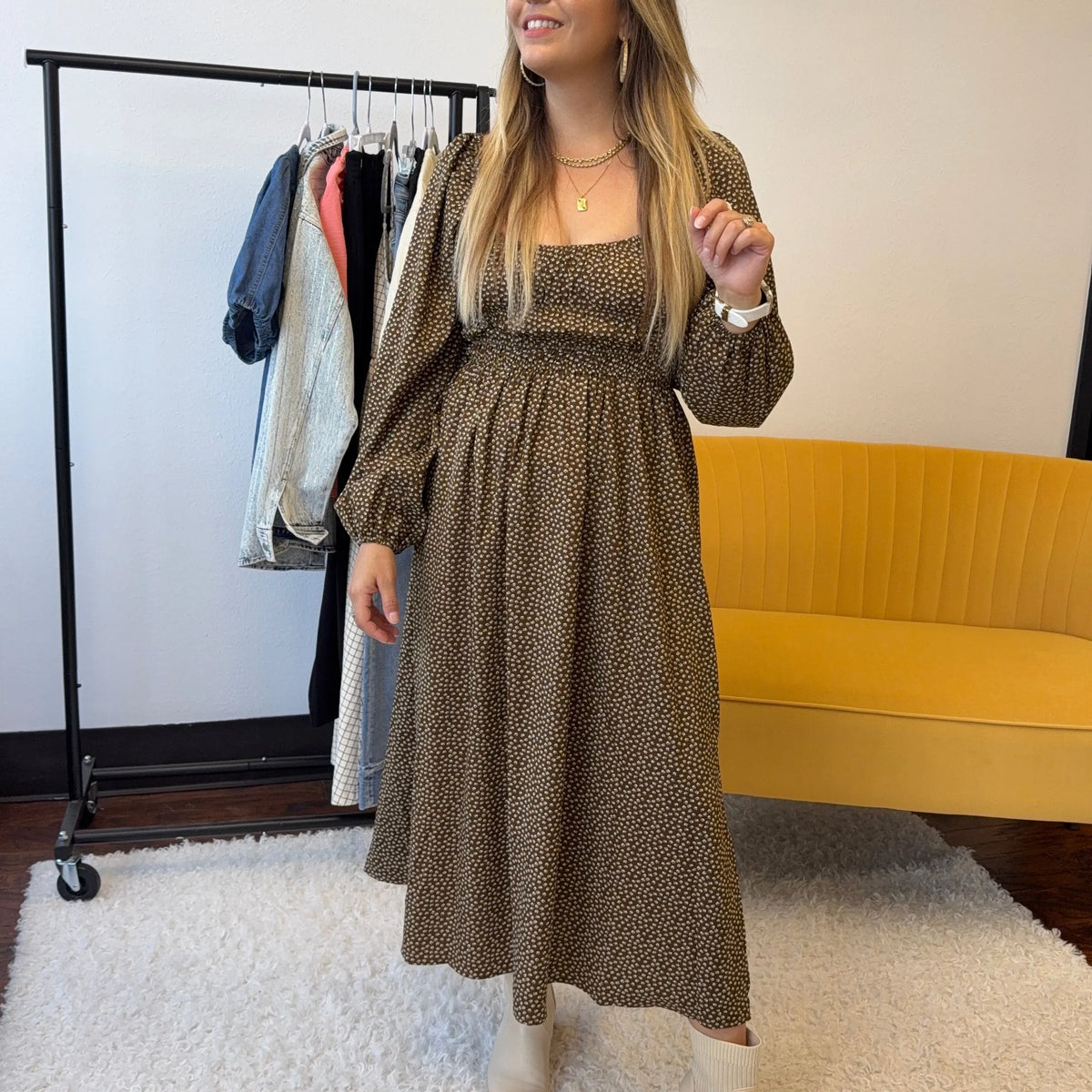 Free Reign Vintage Floral Dress with Puff Sleeves – Z & Joxa Co.